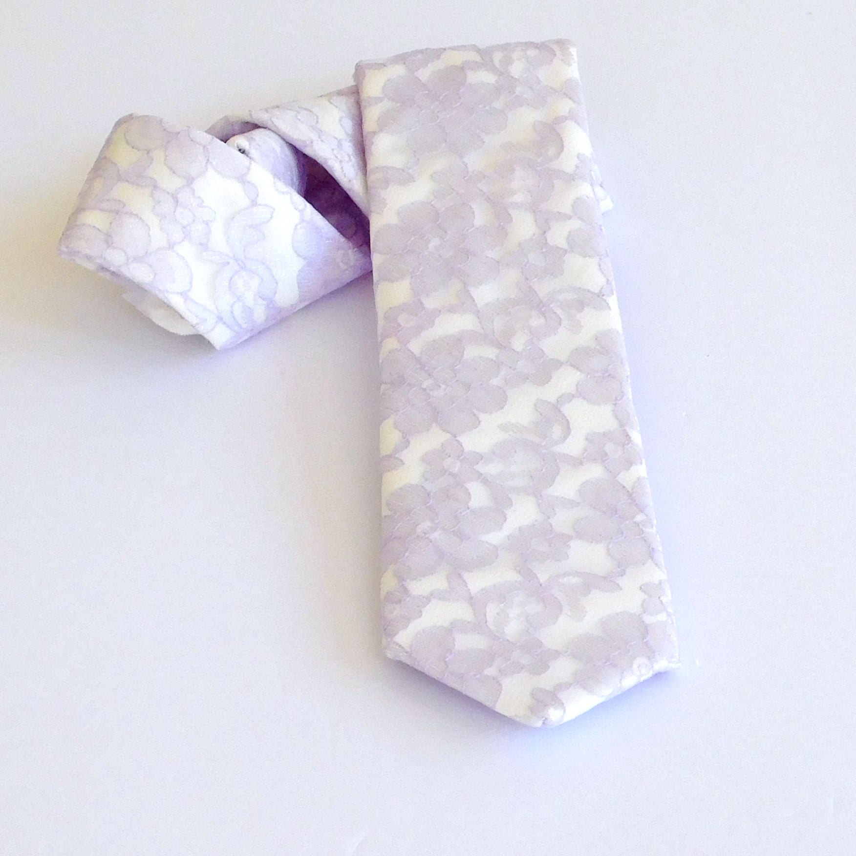 Lavender light purple floral neck tie ivory lace necktie | Etsy
