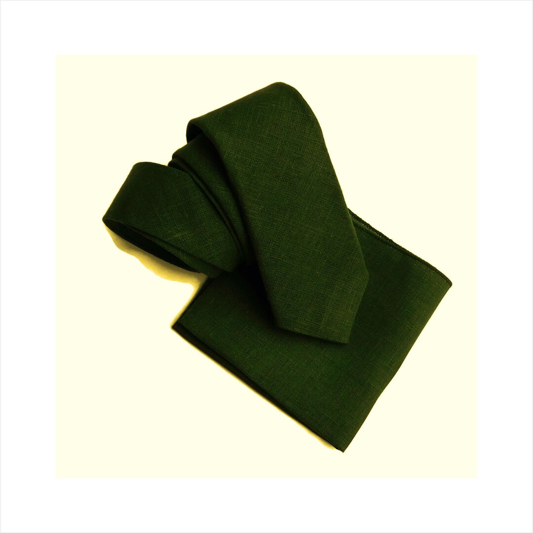 Deep Moss Green Hopsack Textured Mens Linen Necktie for Adults With ...