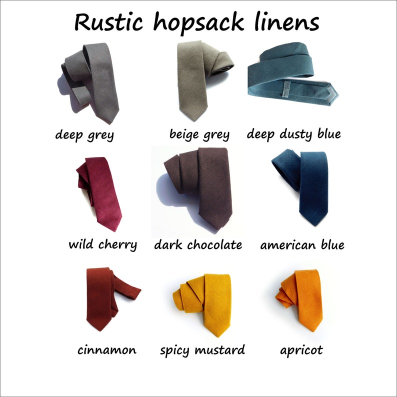 Hopsack Linen Neckties Autumn Colors Harvest Gold Paprika | Etsy