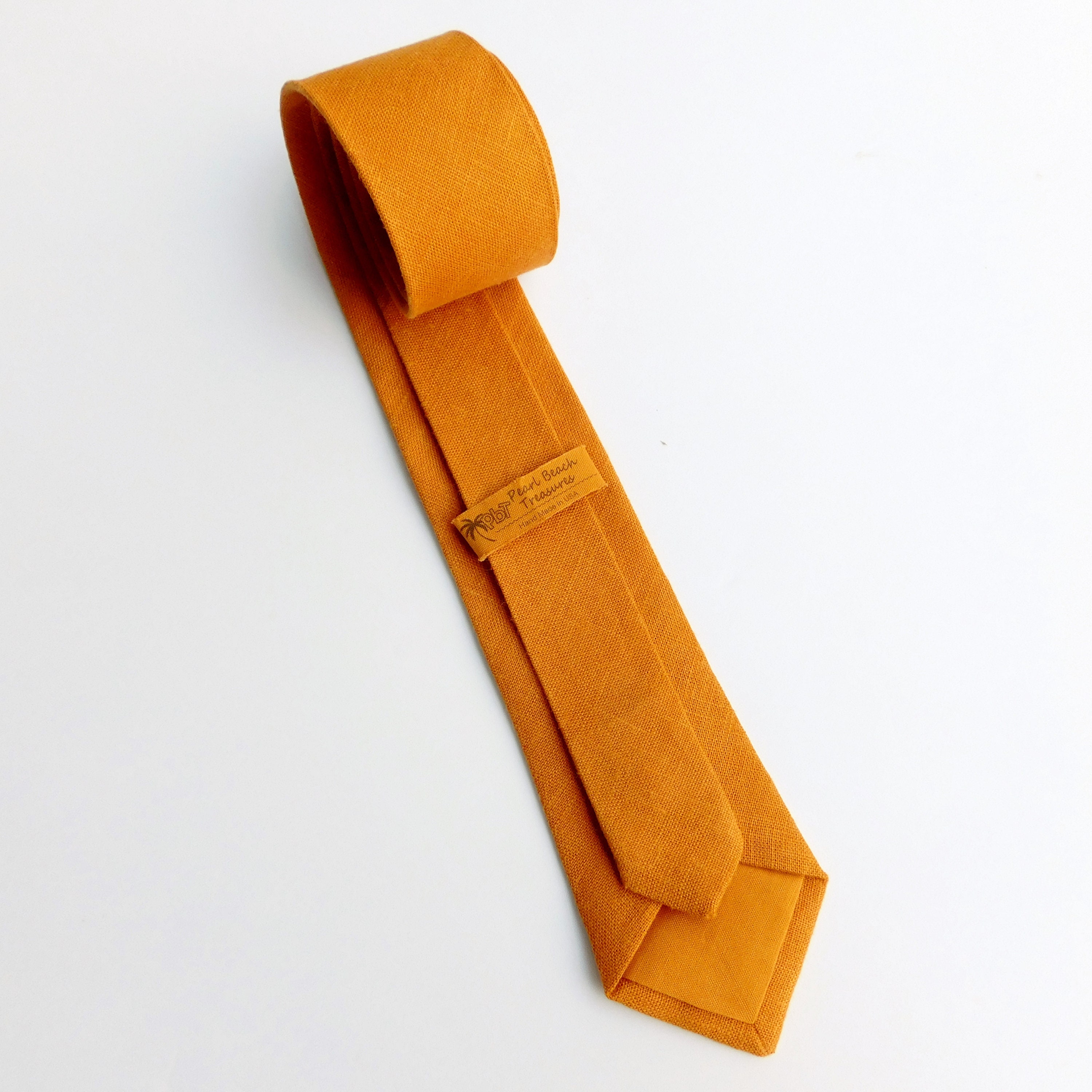 Apricot Hopsack Linen Necktie With Pocket Square Option - Etsy
