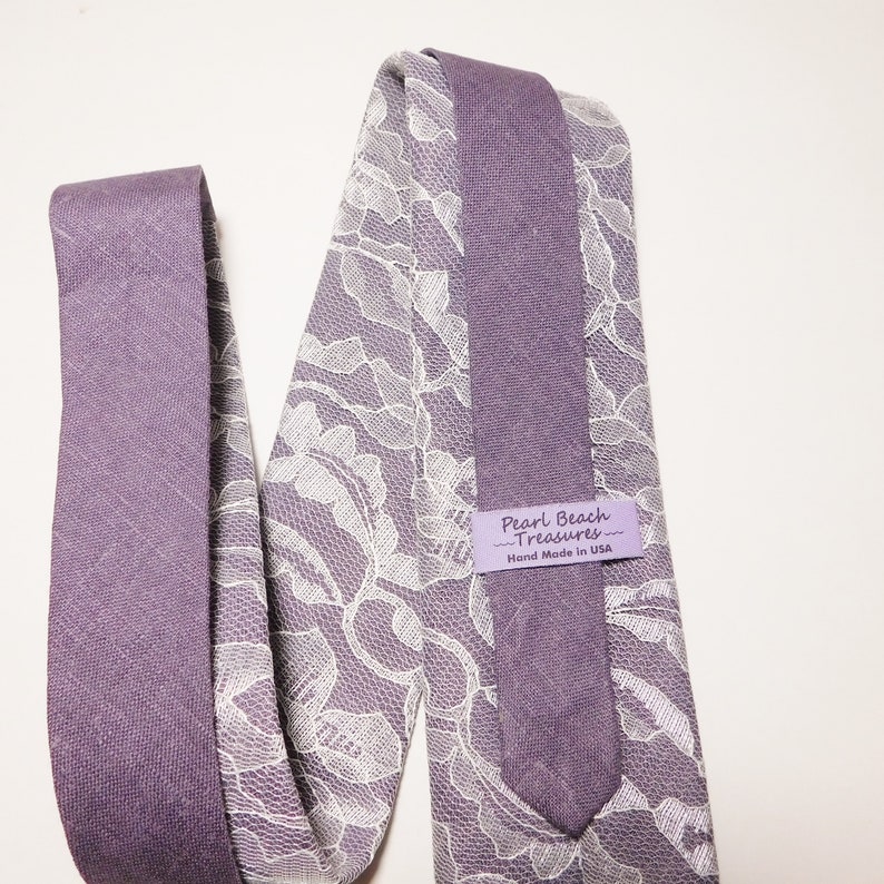 Purple Haze Linen and off White Lace Mens Necktie for Adults - Etsy