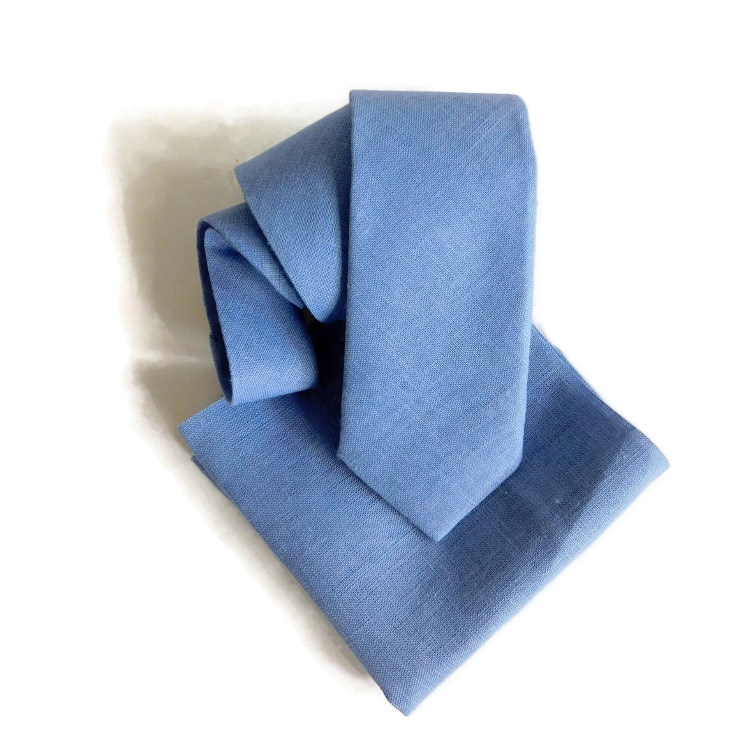 Blue Wisteria Hopsack Textured Linen Mens Necktie for Adults With ...