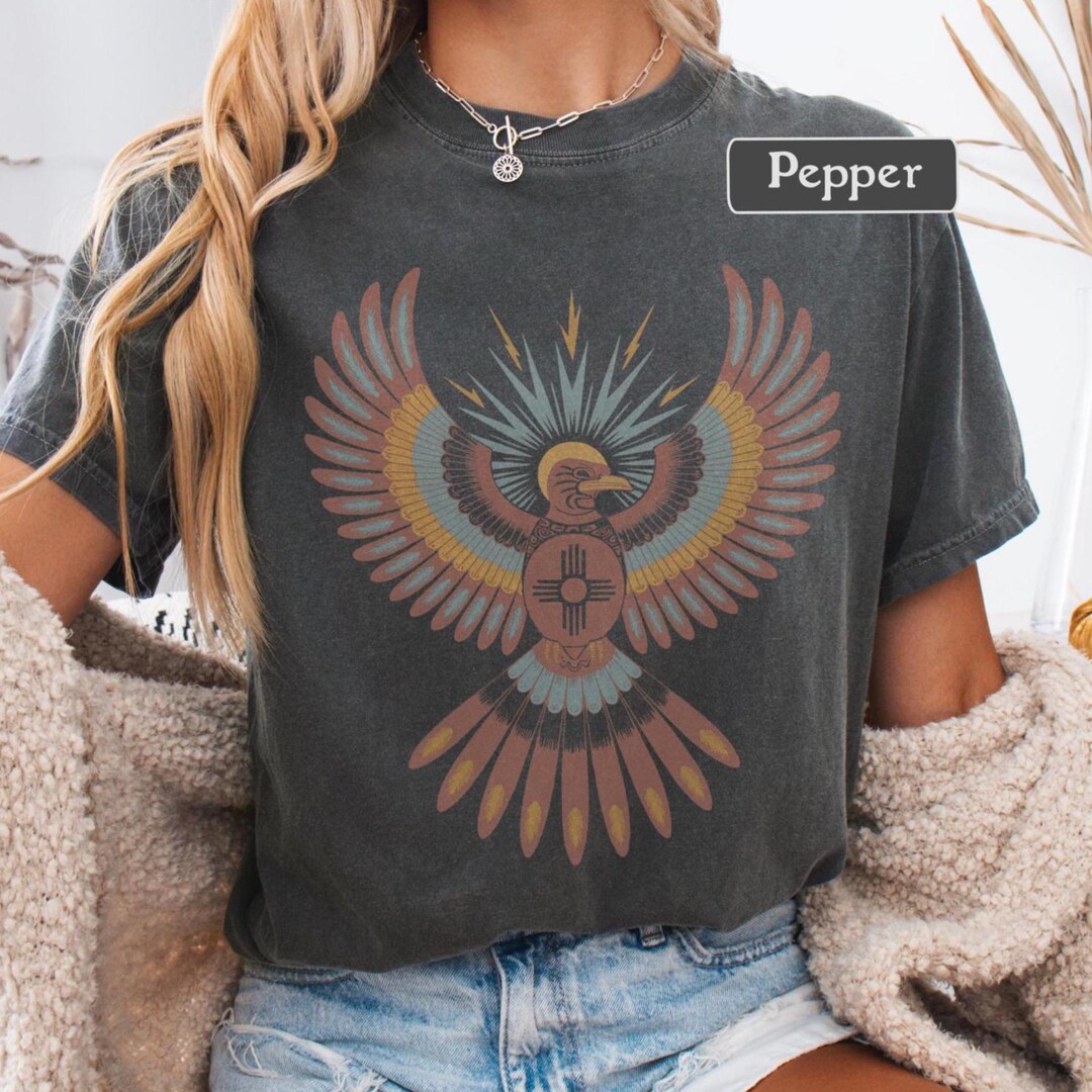 Southwestern Thunderbird T-shirt, Vintage Boho Eagle Tee, Retro Desert ...