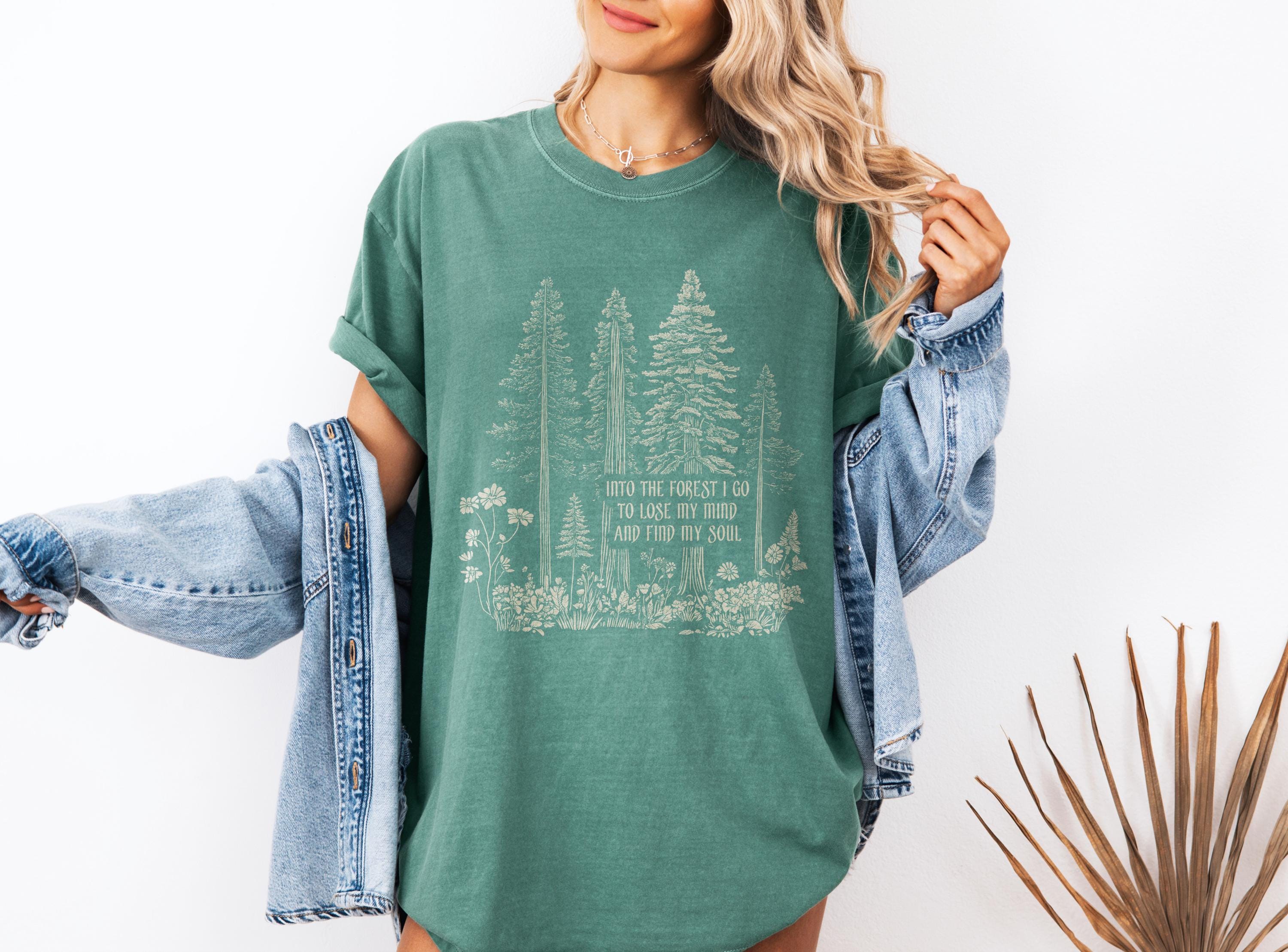 Forest Tshirt Nature Print Into the Forest Bohemian Tshirt Whimsical ...