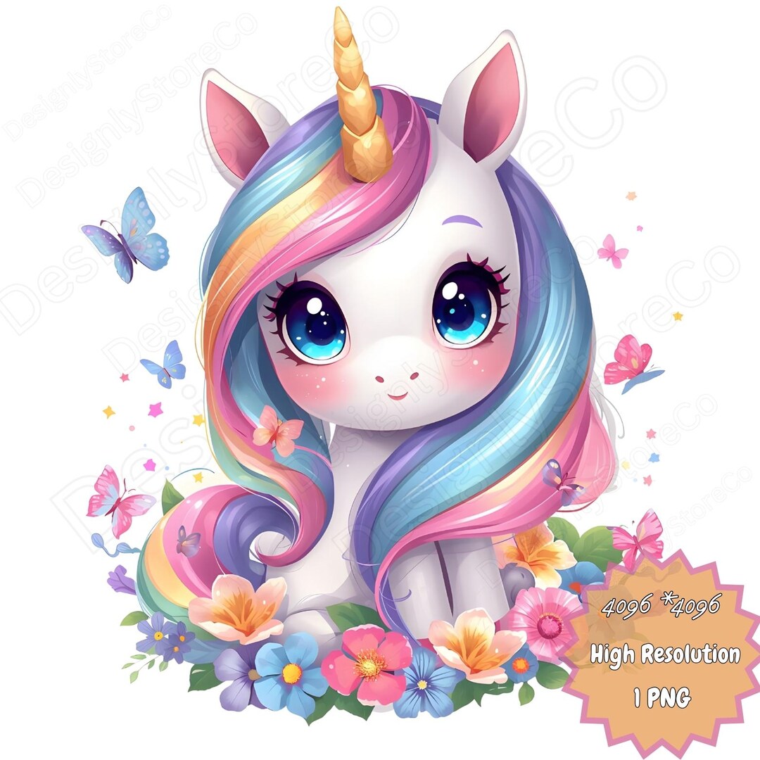 Cute Rainbow Unicorn PNG Clipart | High-resolution Digital Design ...