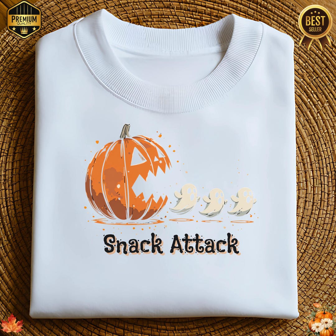 Snack Attack Halloween Pumpkin Ghost PNG Digital Download Design - Etsy