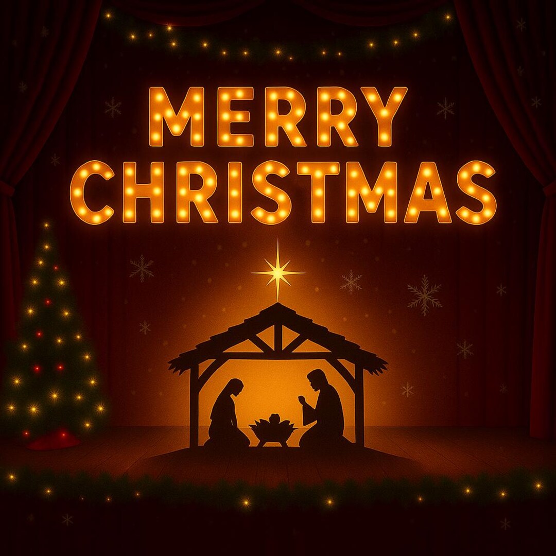 Merry Christmas Nativity Stage Theatre Themed Image Square for Project ...