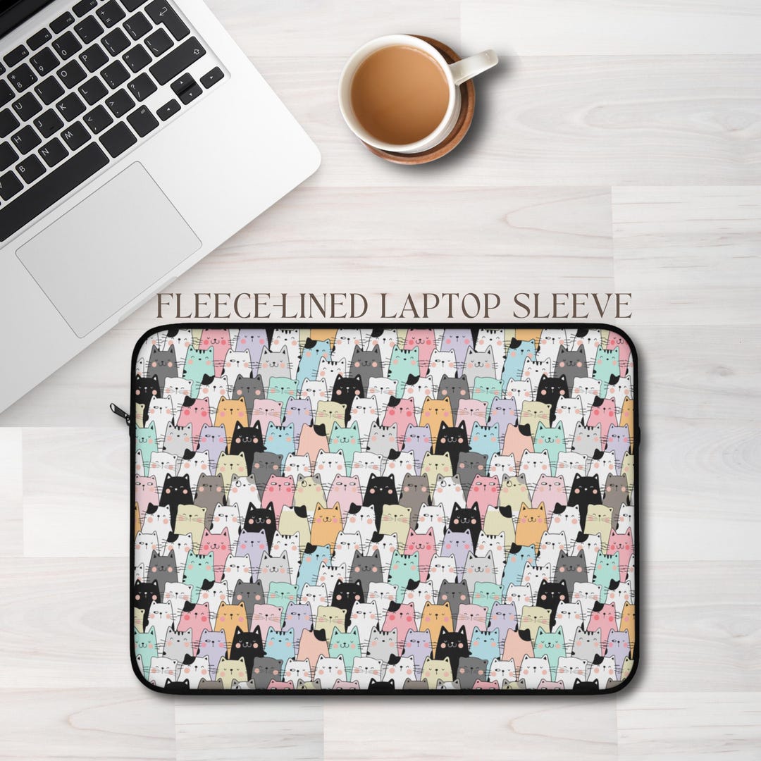 Custom "cats for Days" Laptop Sleeve: Plush Fleece Lining, Foam Padding ...
