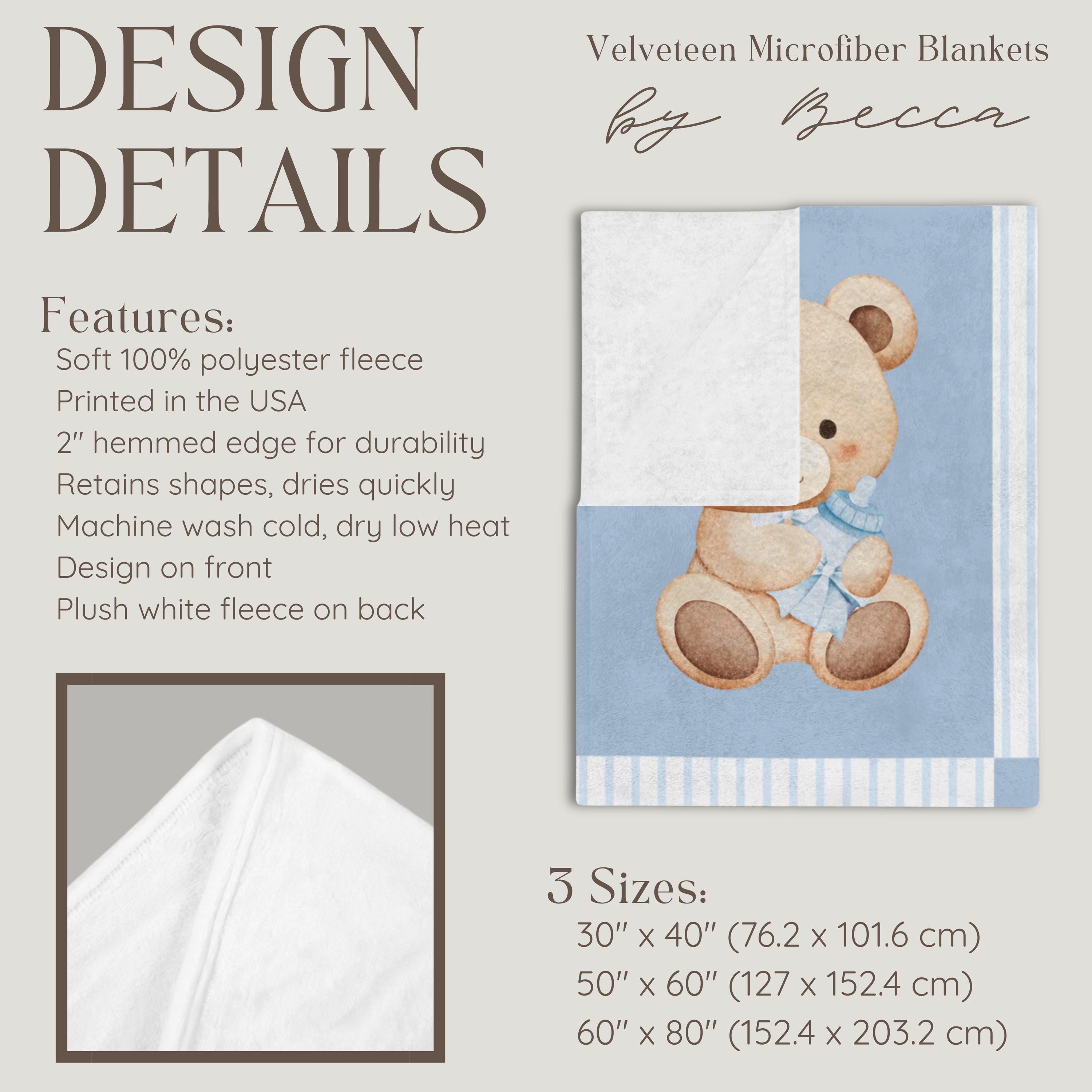 Teddy Bear Baby Name Blanket: Watercolor Teddies Newborn Stripes ...