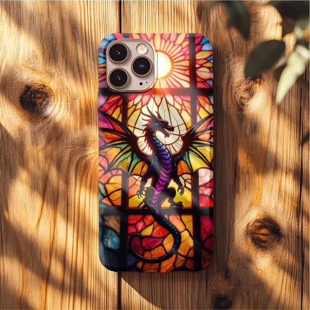 Stained Glass Dragon Phone Case: Artistic Tough Phone Cover, Gift for ...