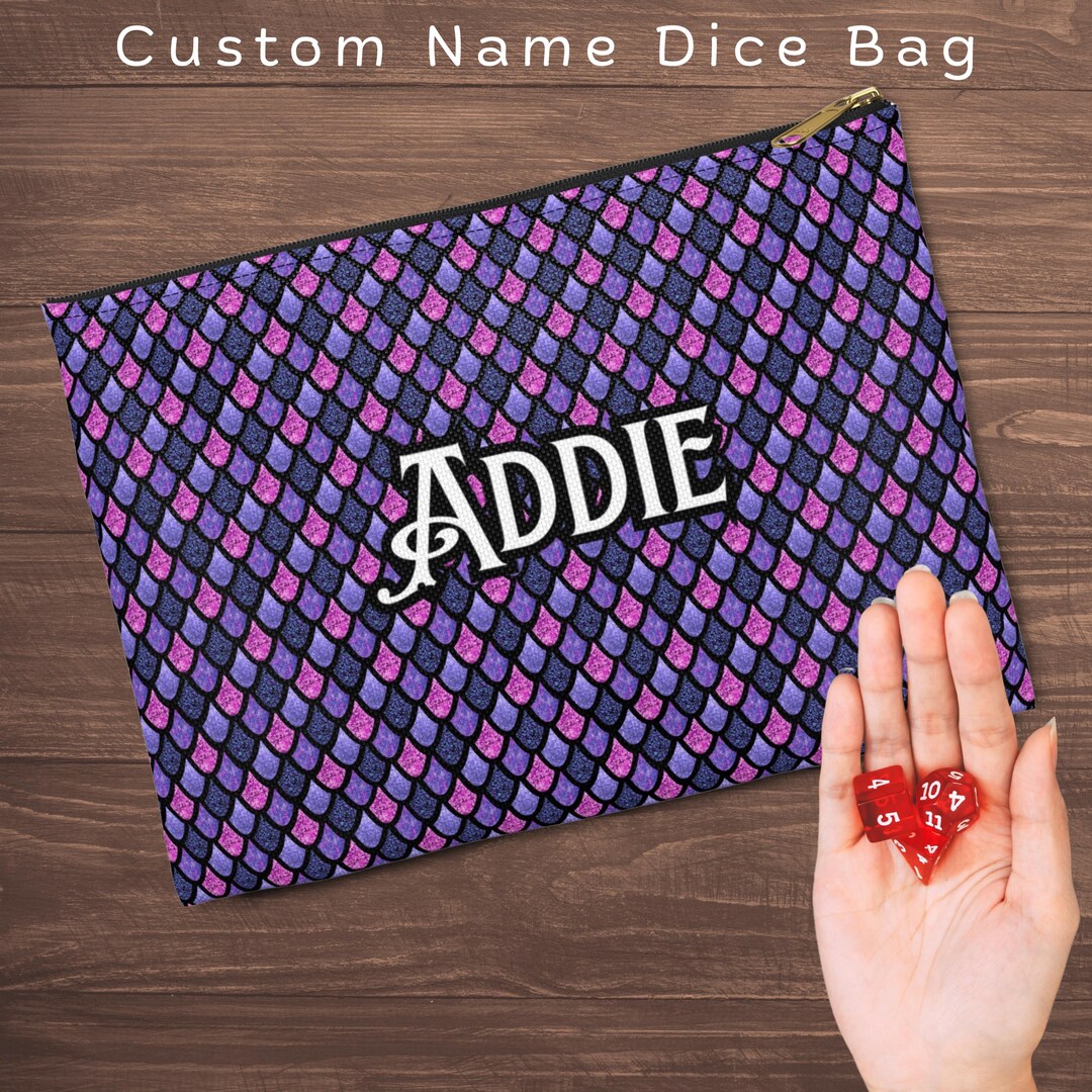 Custom Zipper Pouch for Kids: Pink Purple Dragon Bag, Dnd Dice Storage ...