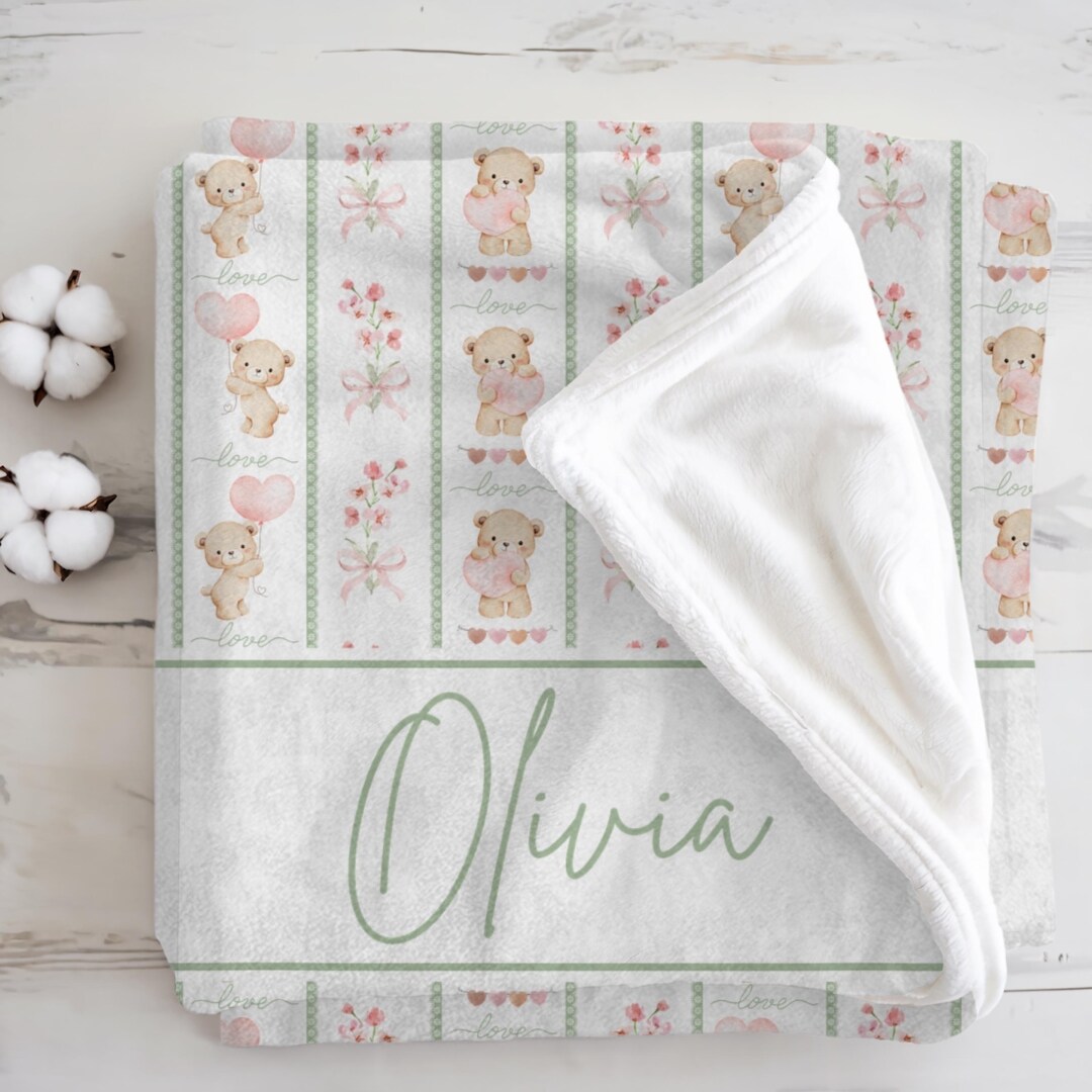 Personalized Teddy Bears Baby Blanket: Custom Name Minky Baby Blankets ...