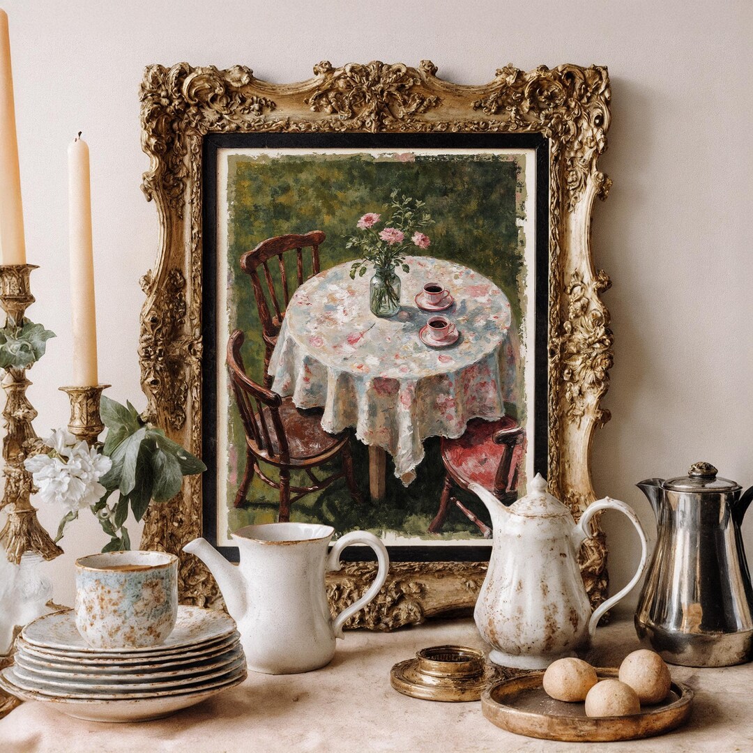 Digital Art Cafe Table Wall Art Coffee Cups Floral Still Life Print - Etsy