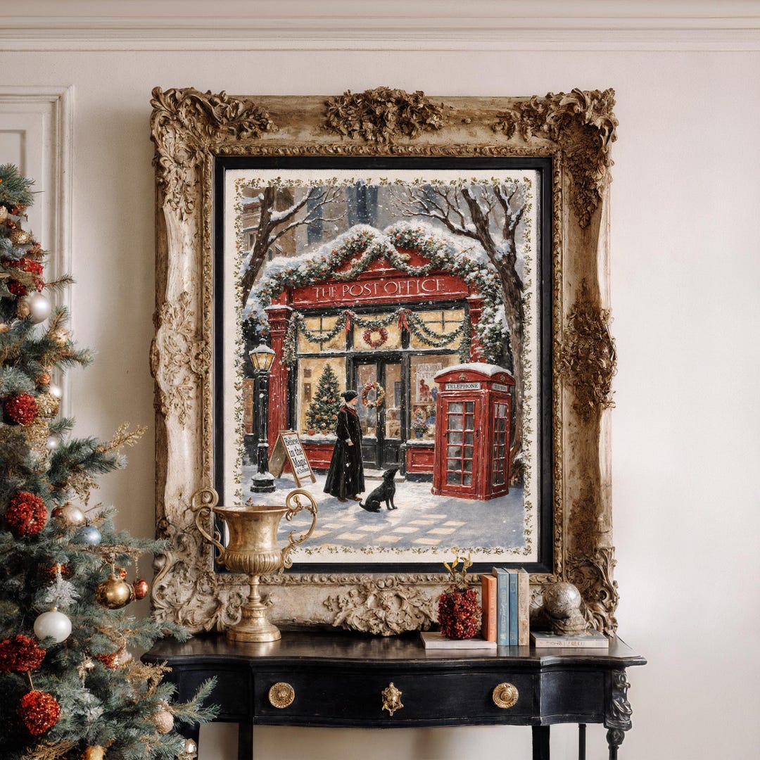 Digital Christmas Posters Vintage Winter Street Scene Wall Art Digital ...