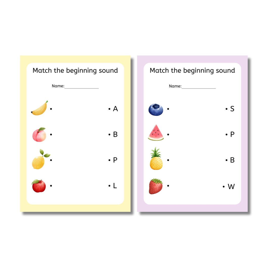 Printable Match the Beginning Sound Worksheets for Kindergarteners - Etsy