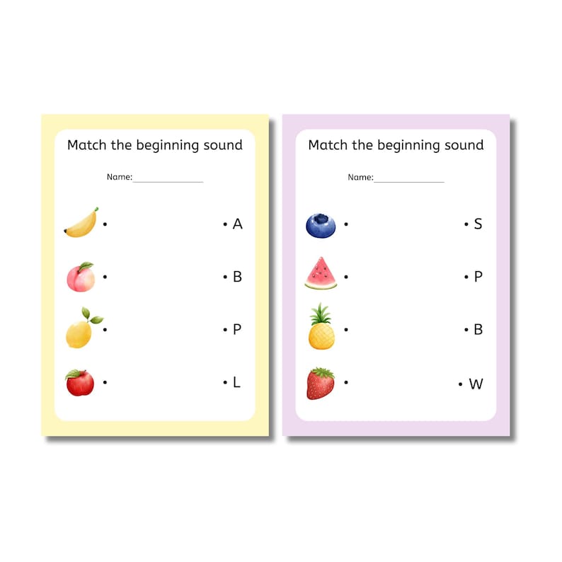 Printable Match the Beginning Sound Worksheets for Kindergarteners - Etsy