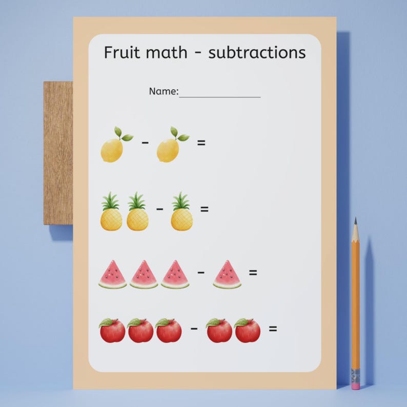 Printable Fruit Math Worksheets | Preschool & Kindergarten Mathematics ...