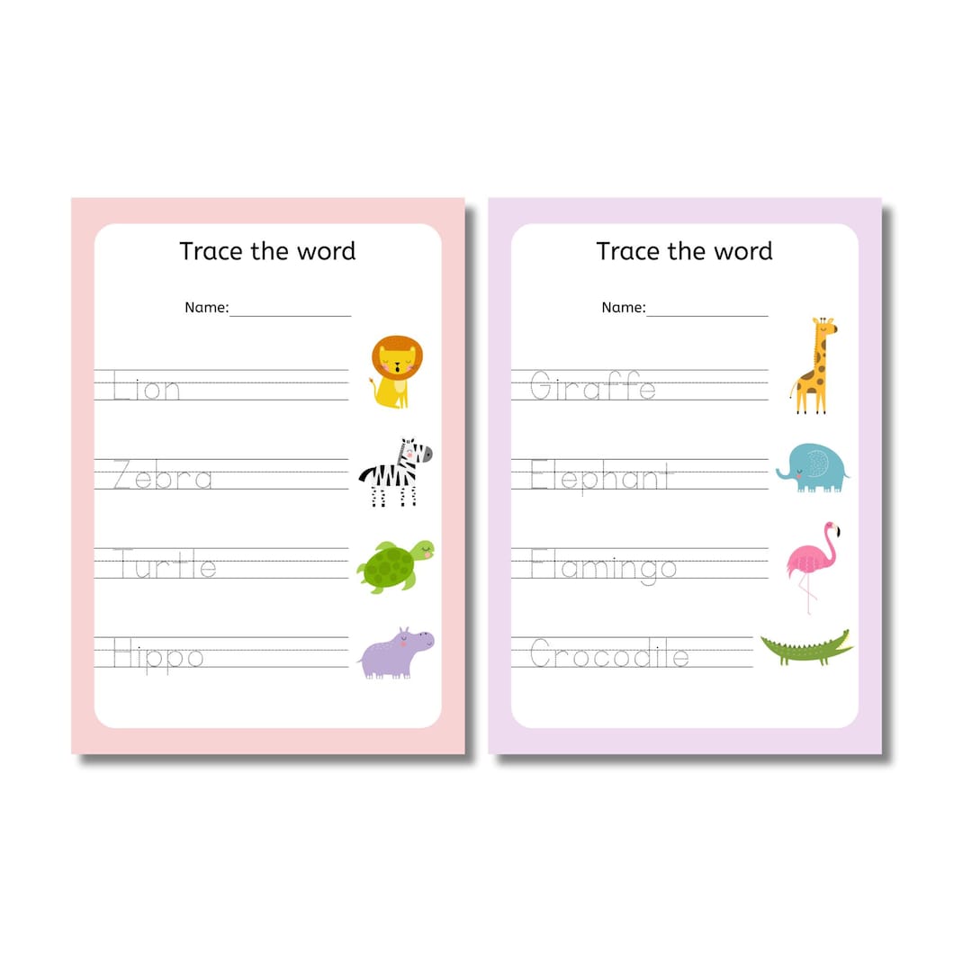 Printable Trace the Word Worksheets | Preschool & Kindergarten Literacy ...