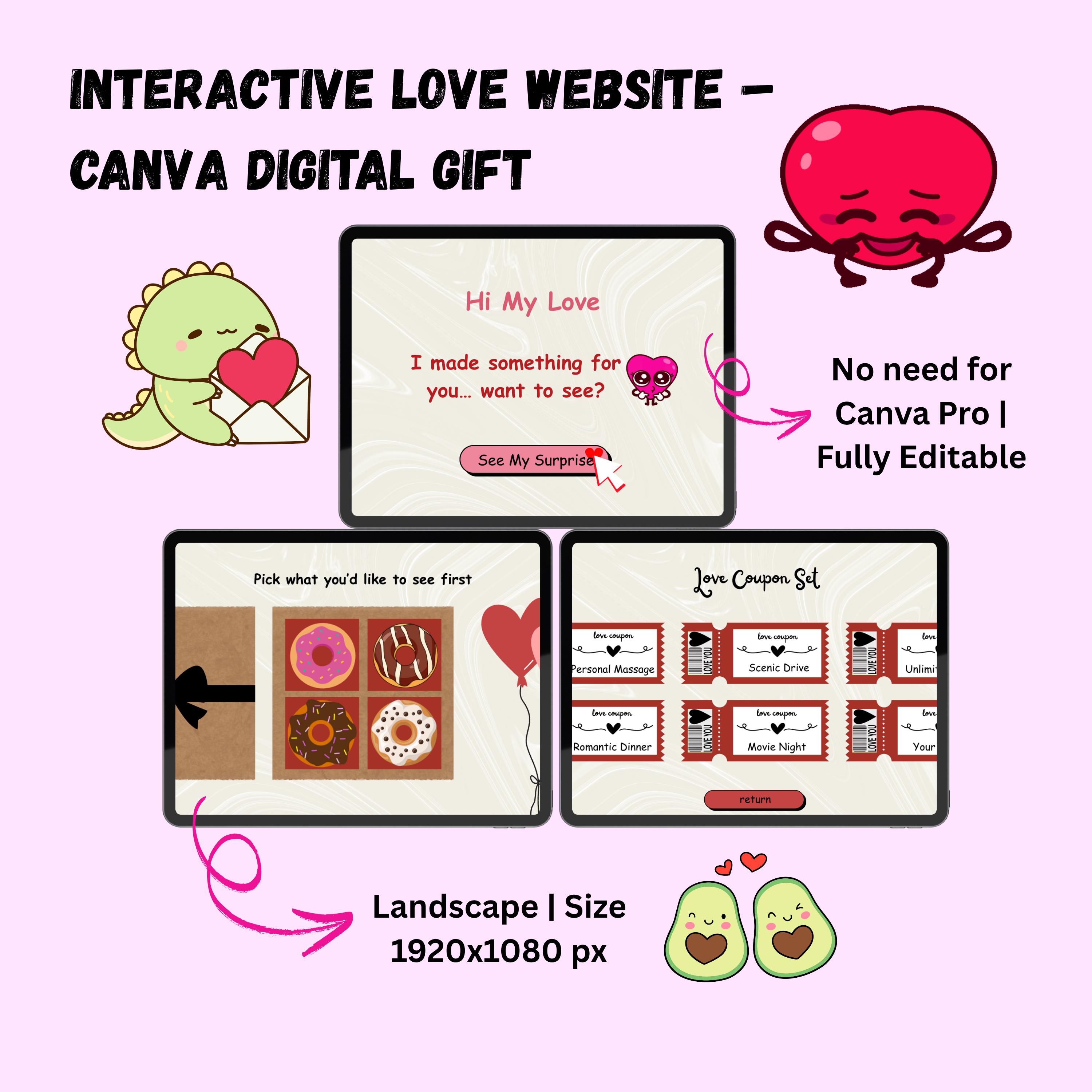 Interactive Digital Love Website Virtual Gift for Boyfriend& Girlfriend ...