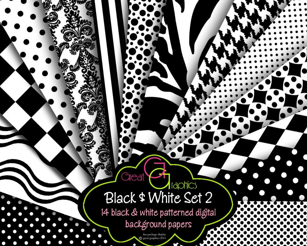 Black and White Digital Paper Printable Black and White | Etsy