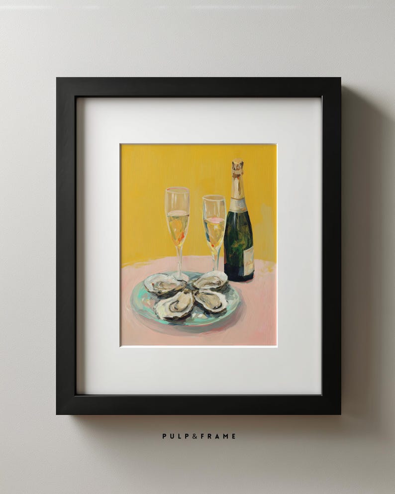 Champagne and Oysters Wall Art Printable, Elegant Still Life Art ...