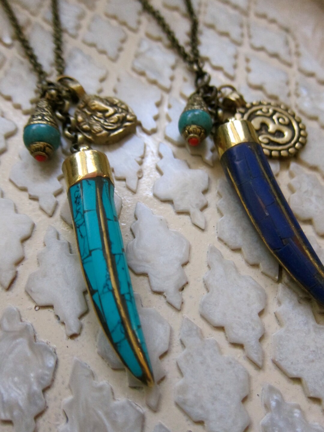 Collar de guerrero de latón, Collar de colmillo de Ganesha, Collar de ...