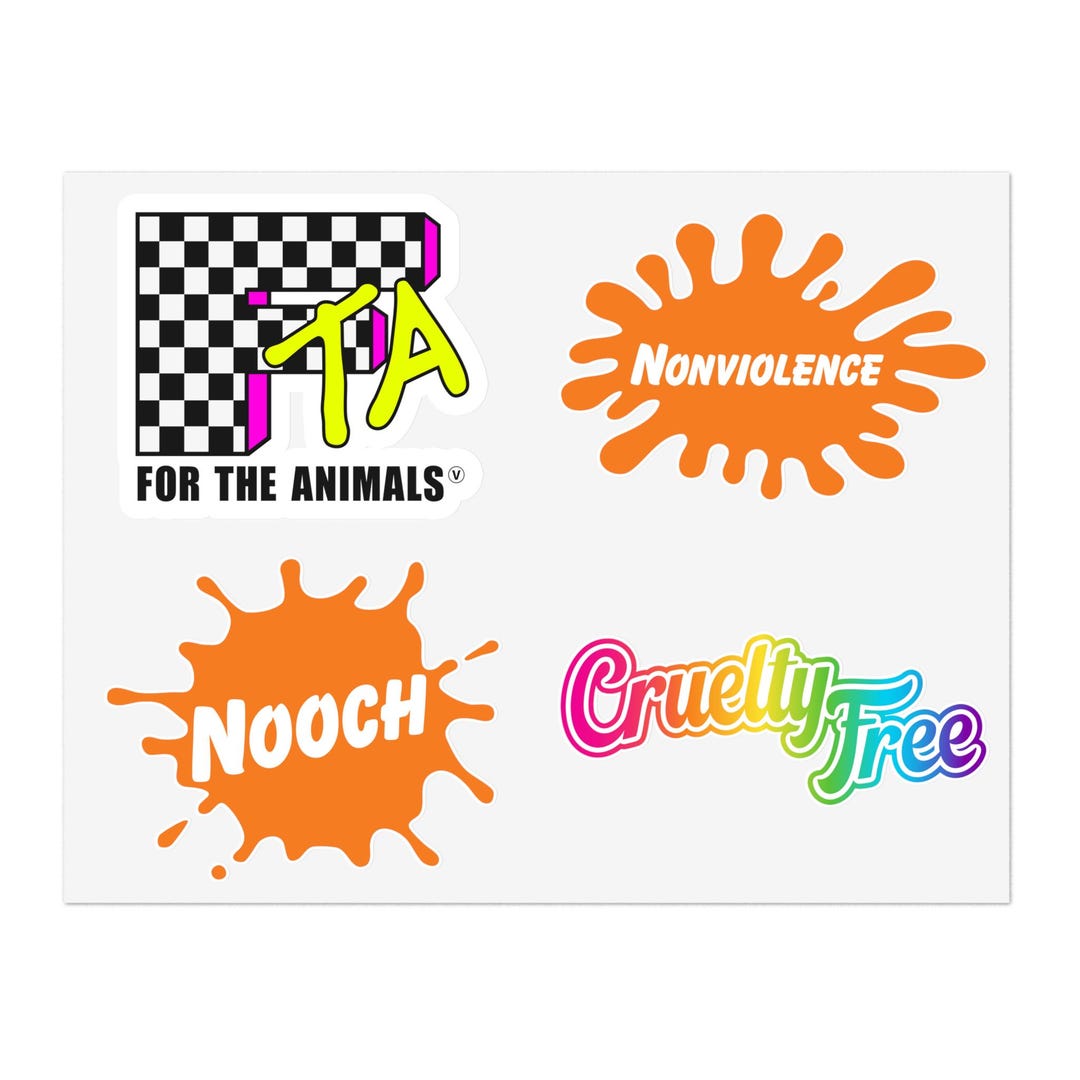 90s Nostalgia Vegan Sticker Sheet - for the Animals, Nonviolence, Nooch ...