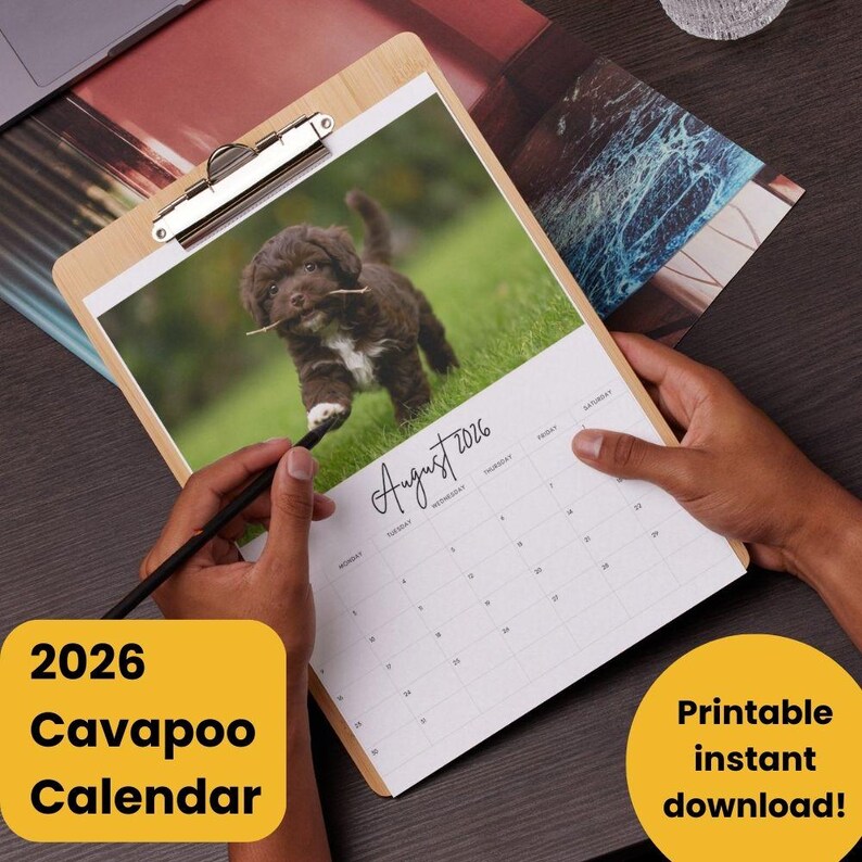 2026 Cavapoo Puppy Calendar | Modern Collage Layout (digital Download ...