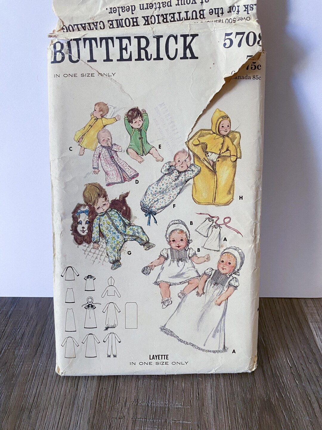 Butterick 5708 Vintage Sewing Pattern, Baby's Layette, Baby's Clothes ...