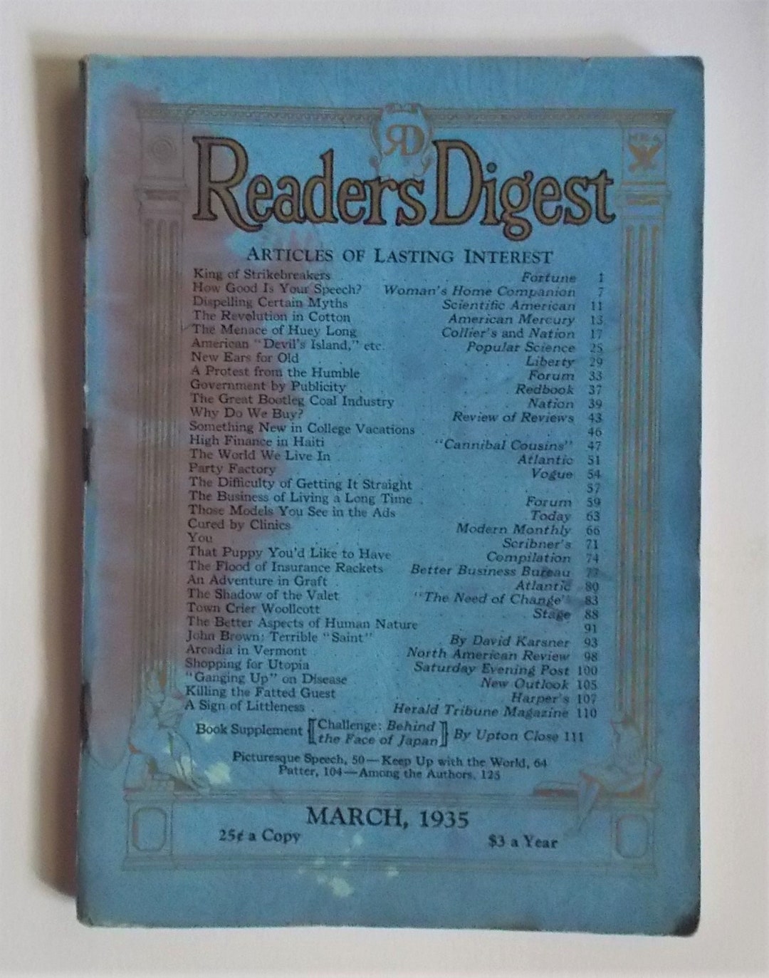 Readers Digest Magazine 1935 Depression Era Stories History as It ...