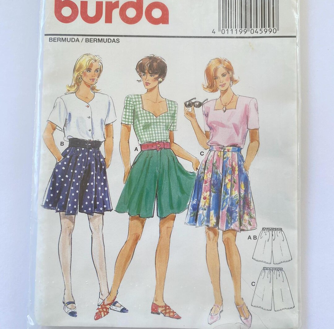 Burda 4599 Sewing Pattern, Misses' Split Skirt Pleated Bermuda Shorts ...