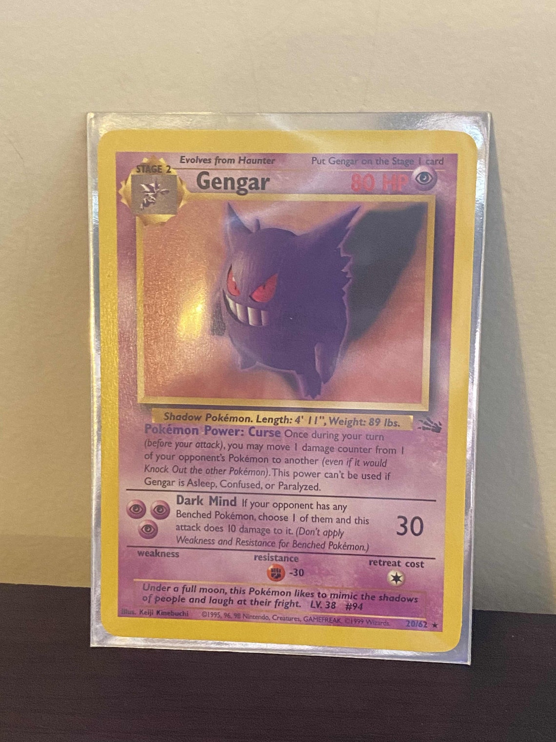 Rare Gengar Pokemon Card REAL Pokemon Card Rare Fossil - Etsy