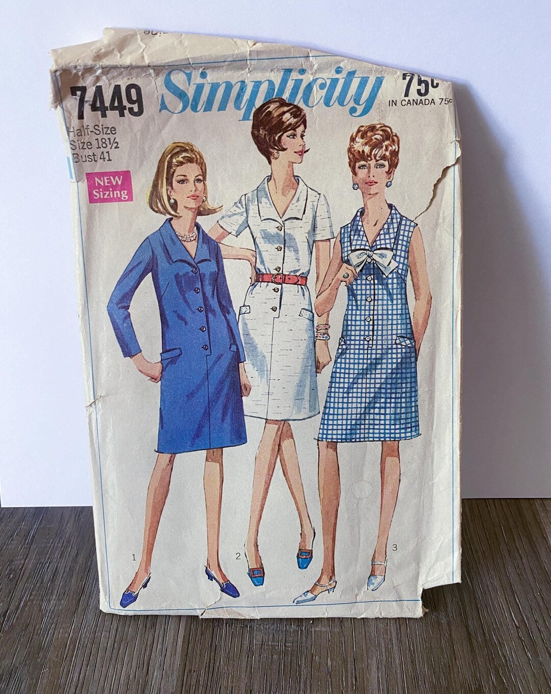 Simplicity 7449 Vintage Sewing Pattern, Women's Step-in Dress, 1960s ...