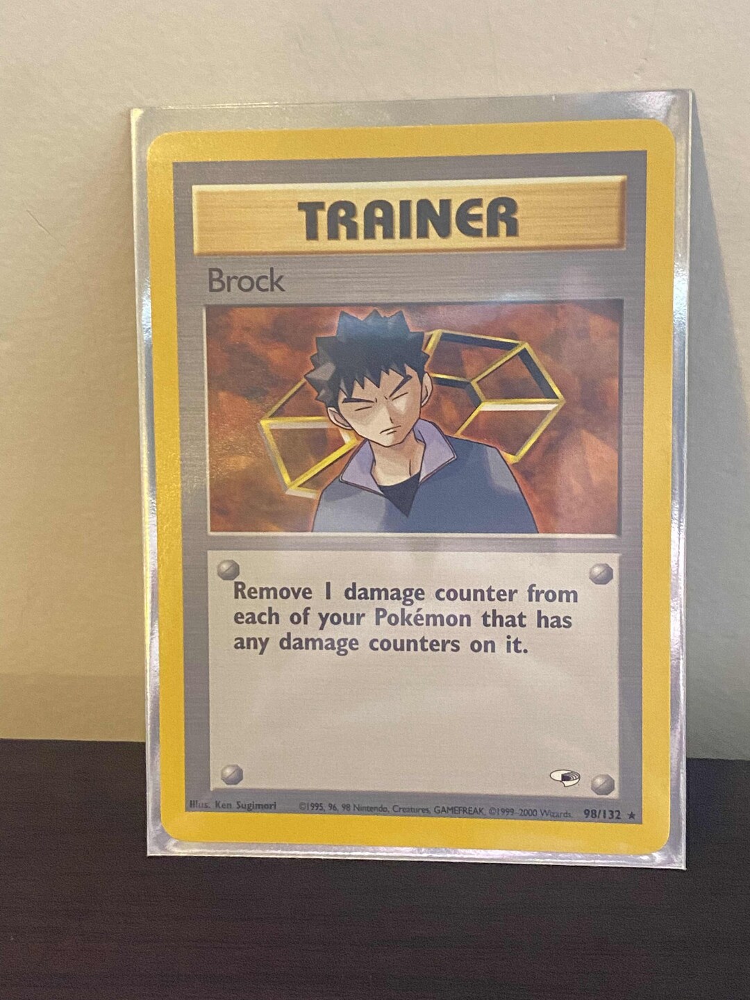 Brock Trainer Pokemon Card REAL Pokemon Card Rare Gym Heroes Black Star ...