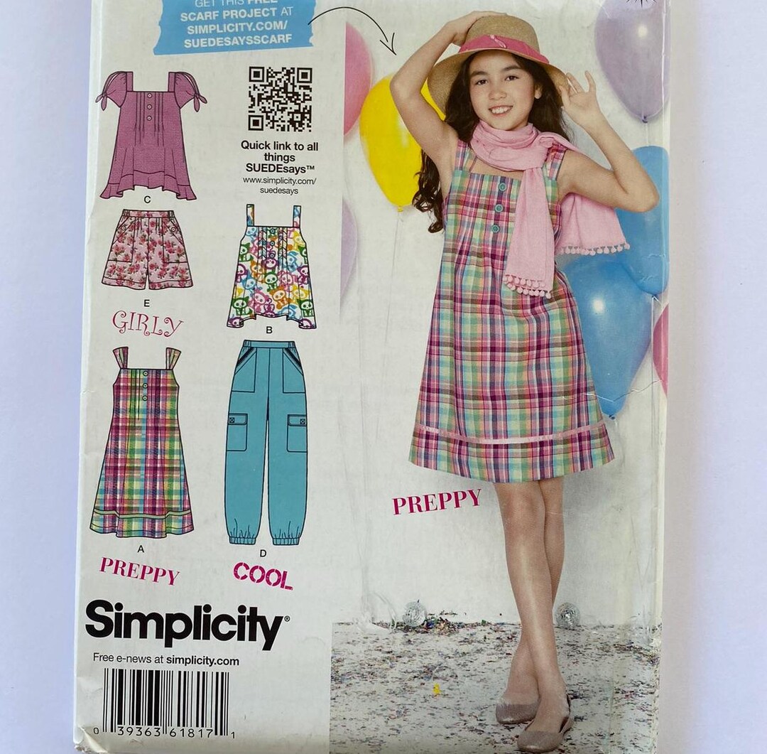 Simplicity 1817 Sewing Pattern, Girls' Plus Dress or Top, Pants, and Shorts, Size BB (8.5 - 16.5 ...