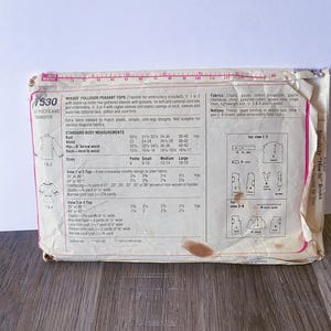 Simplicity 7530 Vintage Sewing Pattern, Misses' Pullover Peasant Tops ...