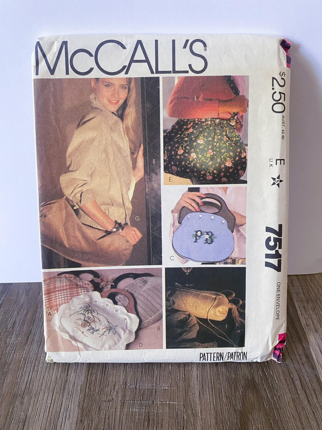 Mccall's 7517 Vintage Sewing Pattern, Purse Sewing Pattern, 1980s ...