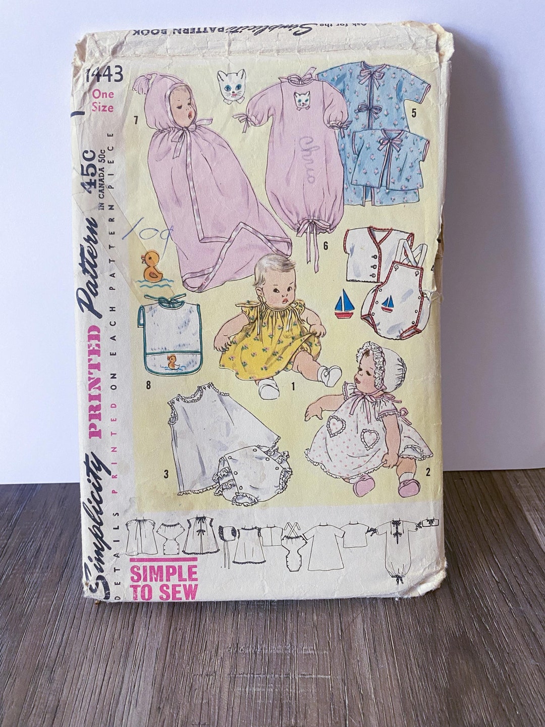 Simplicity 1443 Vintage Sewing Pattern / Infant's Layette / Baby ...