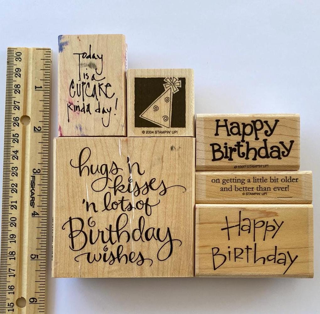 Happy Birthday Rubber Stamps, Word Stamps, Choose One, Wood Mounted ...