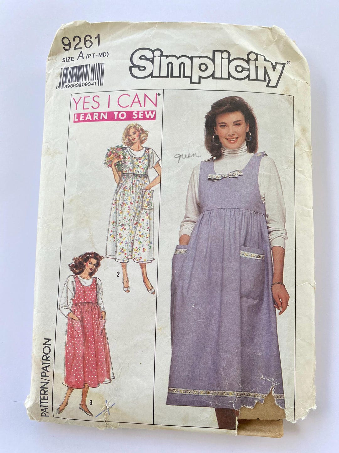 Simplicity 9261 Vintage Sewing Pattern, Maternity Jumper, 1980s, Size A ...