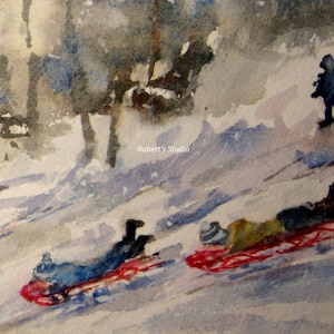 Fine Art Print of Original Watercolor Landscape Painting, Winter Art ...