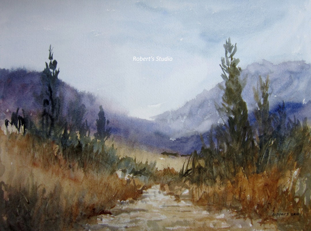Landscape Painting, Watercolor Landscape, Archival Print, Scenic ...