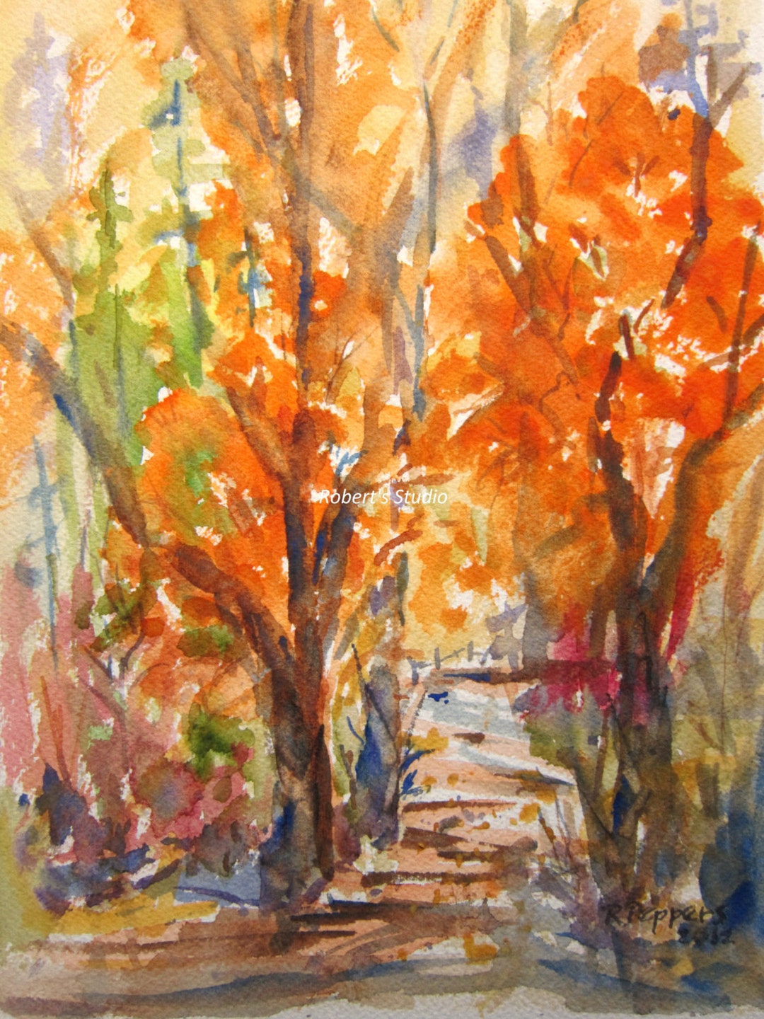 Autumn Walk, Print of Original Watercolor Painting, Watercolor Art ...