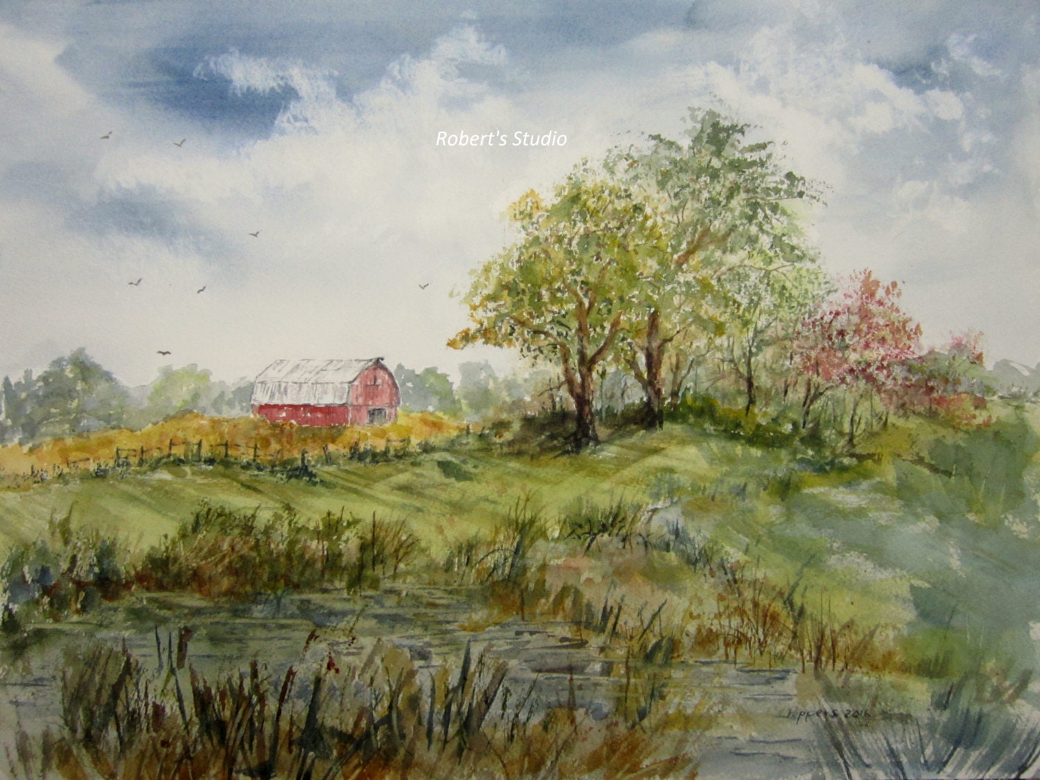 Watercolor Landscape, Archival Print, Country Landscape, Country Art ...