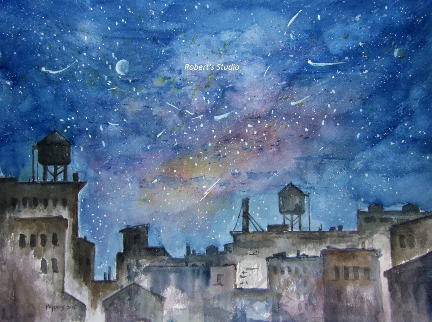 Watercolor Cityscapes Night