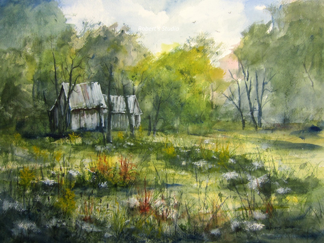Watercolor Landscape, Archival Print, Country Landscape, Country Art ...