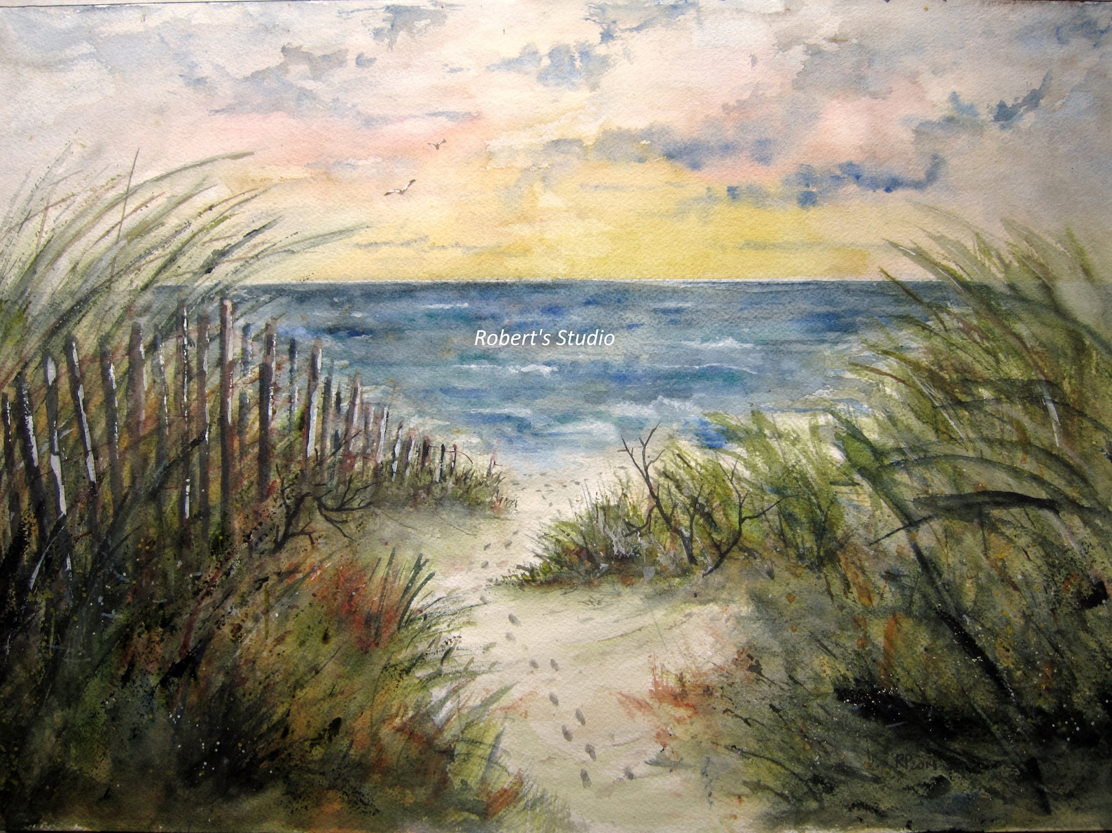 Print of Original Beach Painting, Landscape Artwork, Beachscape, Beach ...