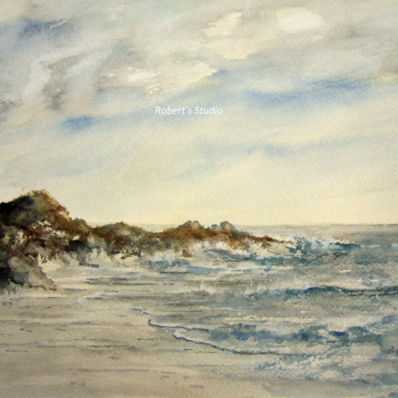 Watercolor Seascape - Etsy
