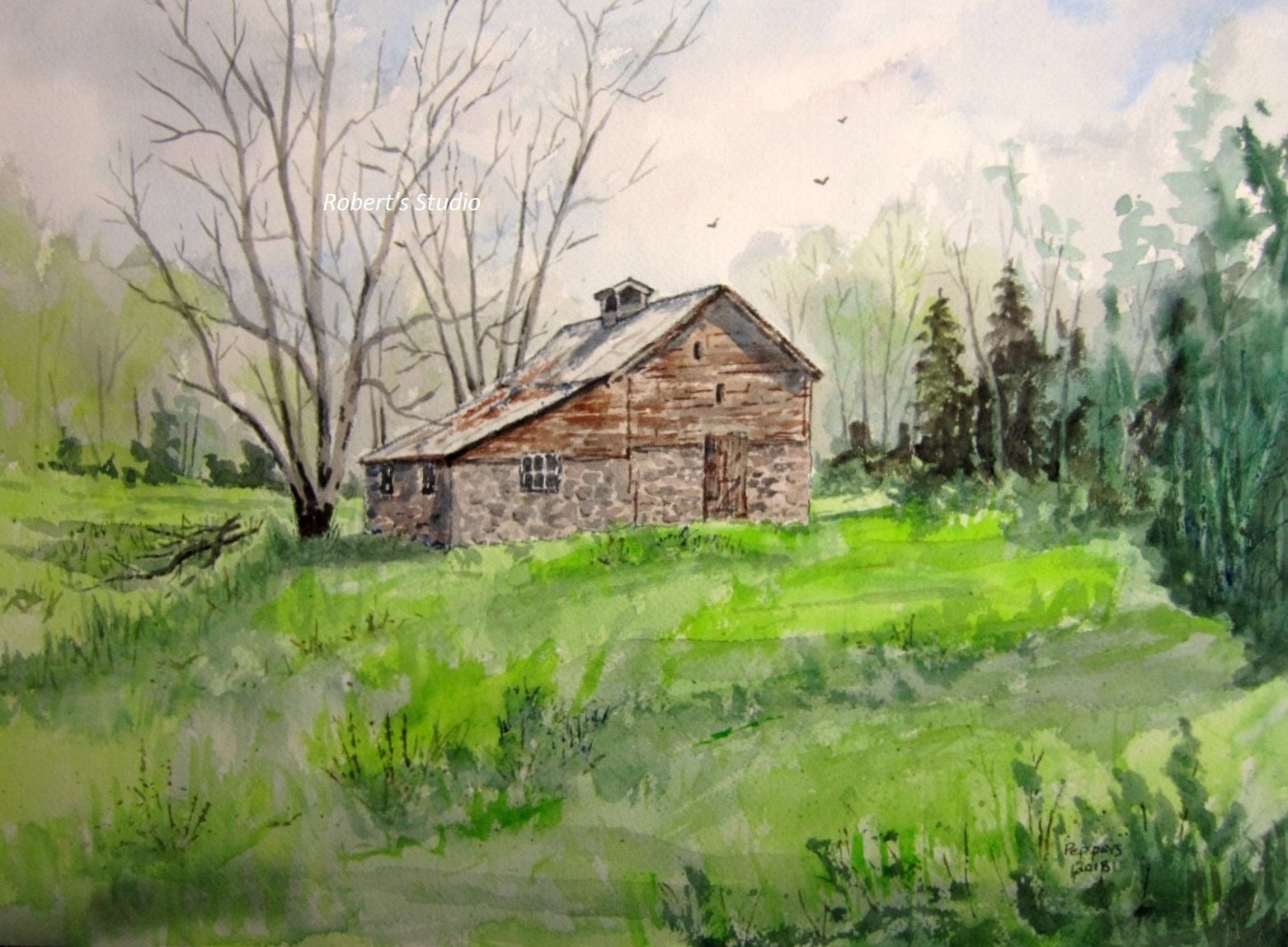 Watercolor Spring Scenery