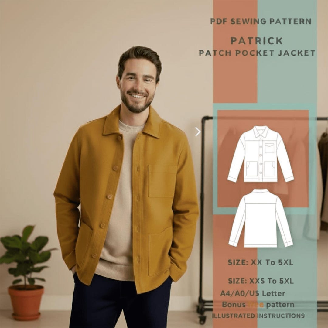 Patrick Jacket Sewing Pattern PDF | Unlined Coat With Patch Pockets ...